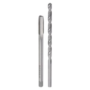 uxcell tap & bit sets, 5/16-18 unc h2 straight flute machine thread milling tap extra long, 6.5mm high speed steel (hss) twist drill bit