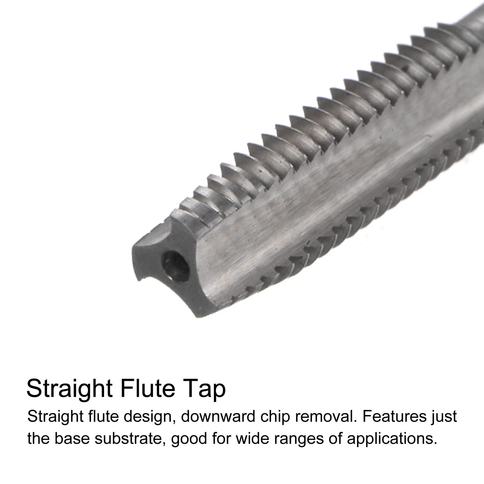 uxcell Tap & Bit Sets, M8 x 1.25 H2 Straight Flute Machine Thread Milling Tap 150mm Extra Long, 8mm High Speed Steel (HSS) Twist Drill Bit