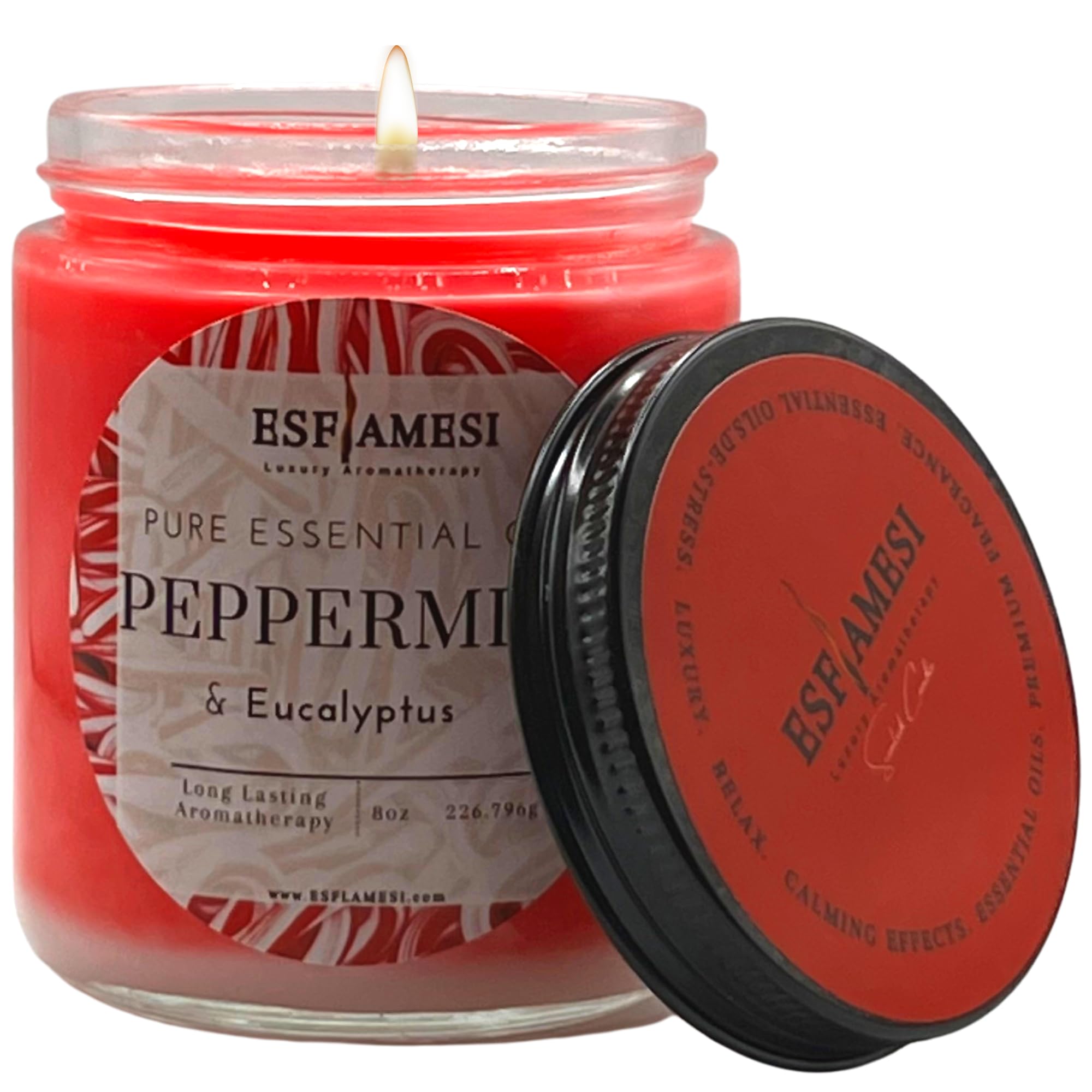 CHRISTMAS CANDLE | Peppermint + Eucalyptus | STRONGLY SCENTED | Christmas Scents | Holiday Stocking Stuffers | Handcrafted USA (Premium Wax Blend, 8oz)