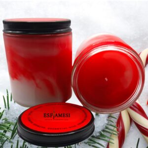 CHRISTMAS CANDLE | Peppermint + Eucalyptus | STRONGLY SCENTED | Christmas Scents | Holiday Stocking Stuffers | Handcrafted USA (Premium Wax Blend, 8oz)