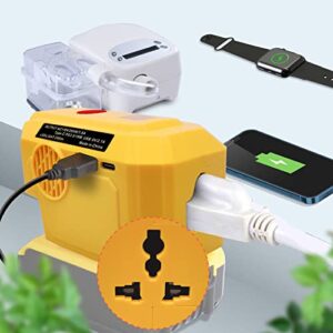 200W Portable Power Dew 20V Lithium Battery, DC 20V to AC 110V Portable Power Station Power Inverter with AC Outlet USB-C PD3.0 for Dew Phone Charger and LED Light (Battery Not Included)