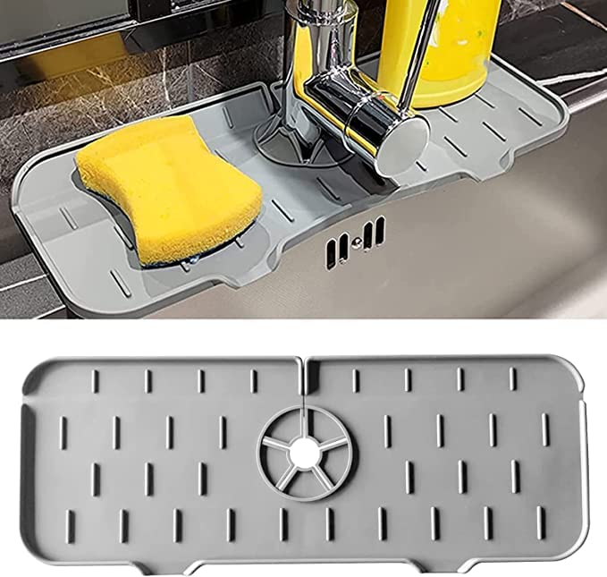 Faucet Splash Guard, Silicone Kitchen Sink Mat, Drain Protector, Countertop Drain, Sink Splash Guard Behind Faucet, Kitchen Sink Accessories, Bathroom Faucet Water Catcher Mat