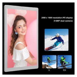 GUPE 10.1 Inch Tablet Call Tablet 2560x1600IPS 8 Core CPU 100-240V Silver (US Plug)