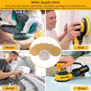 Spmarkt Dustless Sanding Discs 5-Inch 8-Hole, Anti-Shedding Hook and Loop Orbital Sander Pads, 60/80/ 120/180/ 240/320/ 400/600 Grits Sand Paper Discs for Random Orbital Sander, 120-PCS