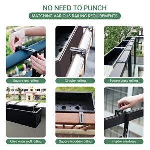 Planter Box Bracket,Flower Box Holder Brackets,Adjustable Window Box Brackets for Patio Garden Fence Pergola Balcony