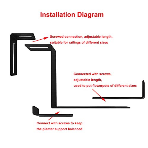 Planter Box Bracket,Flower Box Holder Brackets,Adjustable Window Box Brackets for Patio Garden Fence Pergola Balcony