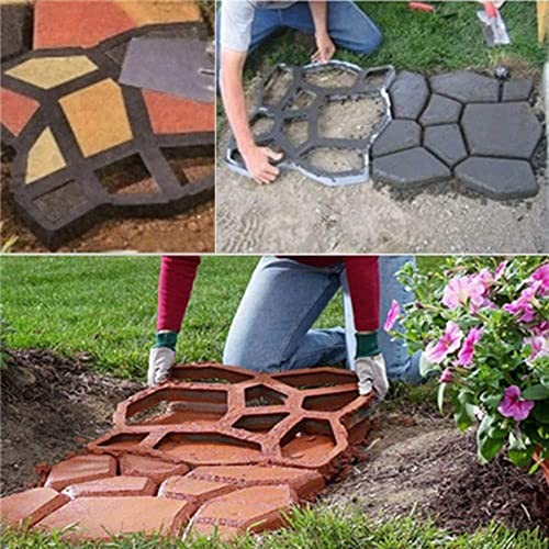 Concrete Molds and Forms, 2 Pack Plus Size 16.9x16.9x1.57inch Reusable DIY Stepping Stone Cement Paver Walkways Mold Walk Maker for Patio, Lawn & Garden