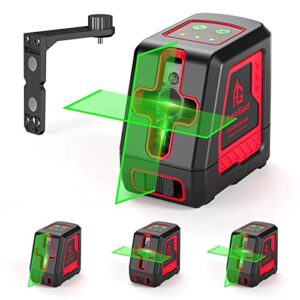 amzgod self leveling laser level - 100ft/30m green cross line laser level line tool with dual modules, 3 brightness adjustments, manual and pulse mode, ip54 waterproof, 360° rotatable magnetic bracket