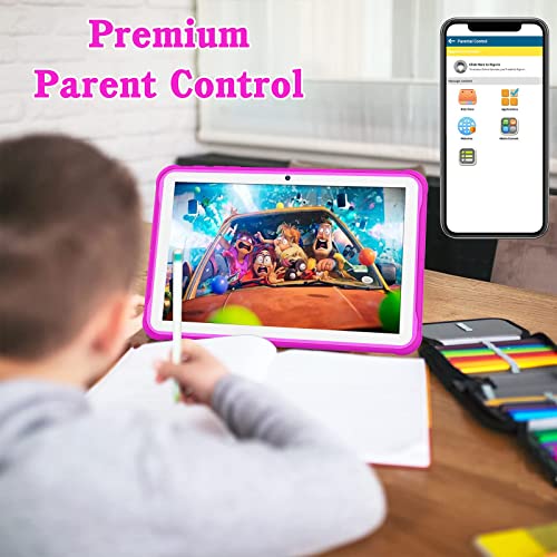 Kids Tablet 10 inch Android Toddler Tablet 3GB 64GB Tablet for Kids APP Preinstalled & Parent Control Kids Learning Education Tablet WiFi Camera,Netflix YouTube Hands-Free Watching(2023 Release),Red