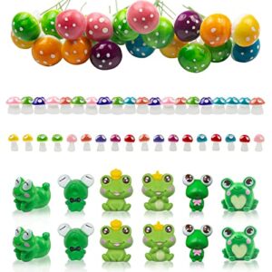 elane 72 pieces miniature mushrooms frog figurine,mini mushrooms decor miniature figurines frog party decorations,mini mushrooms for fairy garden(mixed colors)