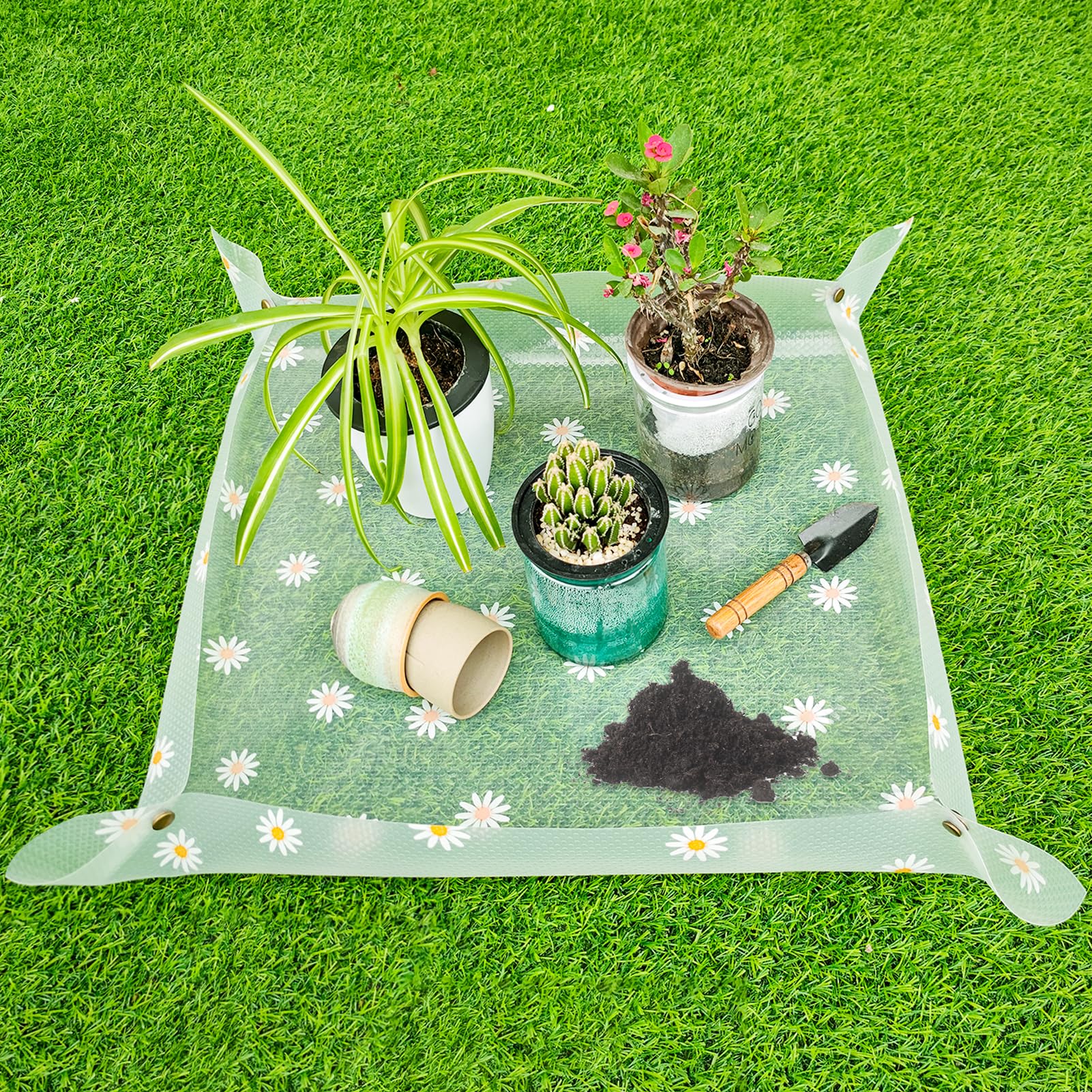 Repotting Mat for Indoor Plants Waterproof Clear Potting Mat Foldable Gardening Mat Plant Potting Repotting Tray to Control Potting Soil Indoor Plant Garden Accessories Gifts for Plant Lovers 23.6"