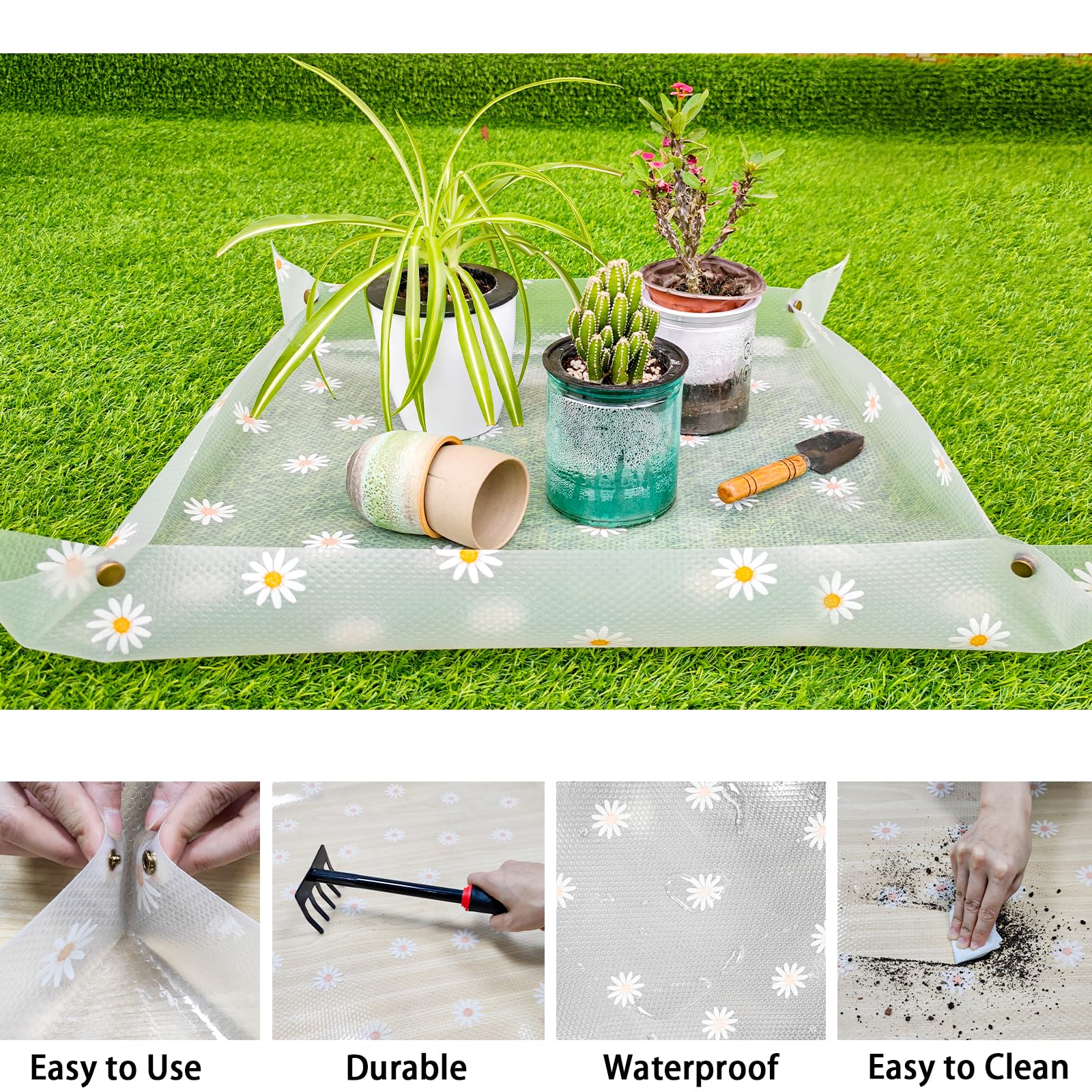 Repotting Mat for Indoor Plants Waterproof Clear Potting Mat Foldable Gardening Mat Plant Potting Repotting Tray to Control Potting Soil Indoor Plant Garden Accessories Gifts for Plant Lovers 23.6"