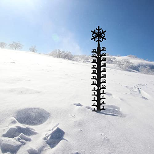 cjc Snow Gauge, 24 Inch Snow Gauge,Iron Art Snow Gauge Outdoor Christmas Decorations Handmade Metal Snow Measuring Stick Snow Gauges for Yard, Detachable Snow Gauge Outdoor (Snowflake)