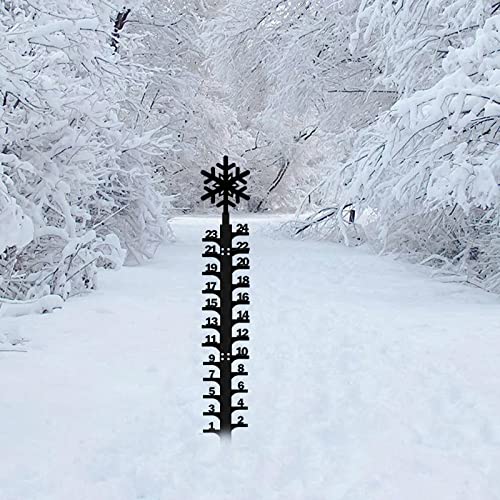 cjc Snow Gauge, 24 Inch Snow Gauge,Iron Art Snow Gauge Outdoor Christmas Decorations Handmade Metal Snow Measuring Stick Snow Gauges for Yard, Detachable Snow Gauge Outdoor (Snowflake)