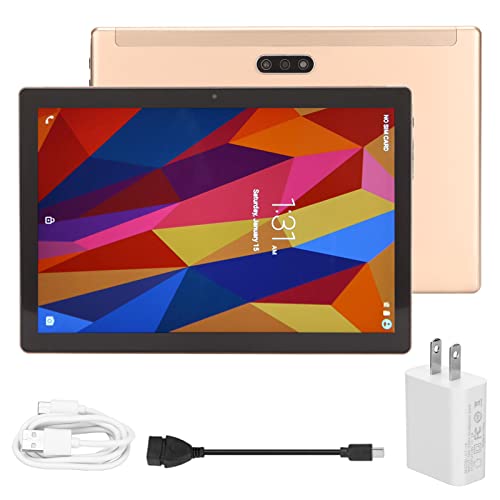 lonuo Tablet Gold, Dual SIM Dual Standby HD IPS Screen 6GB RAM 128GB ROM 100‑240V 8800mAh Office Work Tablet (US Plug)