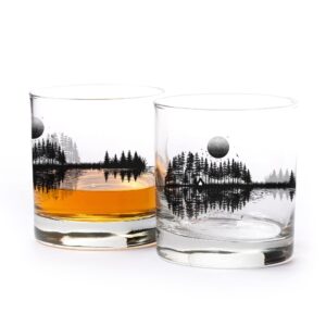 black lantern whiskey glasses – nature guitar rock glasses, old fashioned bar glasses, set of 2 tumbler glasses, drinking glasses with great gift packaging - father's day