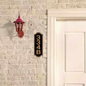 Vertical Black and Gold House Number, Address Plaque Outside Sign - Mailbox Numbers (10" x 3.5") Customized Sign for House, Store, Office, Outside, 911 Visibility Signage, (Vertical)