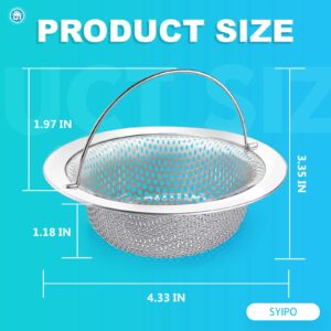 Sink Drain Strainer, 2 PCS Kitchen Sink Strainer - Upgraded Large Wide Rim 4.3" Diameter Stainless Sink Strainers for Kitchen Sinks, Suitable for Most Sink Drains, Anti Clogging - Silver with pull tab