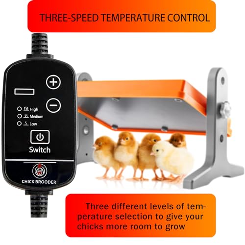 Fuzzy Bird Chick Brooder (12''*8'') Brooder Heater for Chicks Ducks and Birds Incubation Heating Keep Chicks Warm Newly Upgraded Temperature Adjustable Height Adjustable Chick Heating Plate-Orange