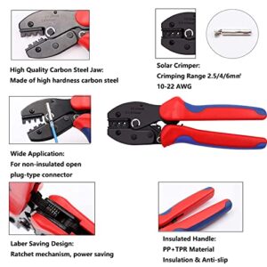 Maelorso Solar Crimping Tool Kit with Solar Connectors, Crimper for AWG14-10,2.5/4/6mm²Solar Panel PV Cable, Wire Stripper and Solar Connector Spanner Wrench