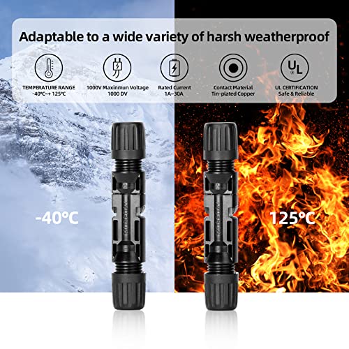 Maelorso MC4 Connectors for Solar Panel 30 Pairs IP67 Waterproof Male/Female Solar Connectors with 2pcs Spanners