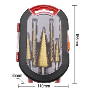 6PCS Step Drill Bits Set, HSS High Speed Steel for Stainless Steel, Metal, Wood, Plastic Drilling 4-32MM / 4-20 MM / 4-12MM / 6MM / 8MM / 3MM with Case for Woodworking, DIY Lovers…