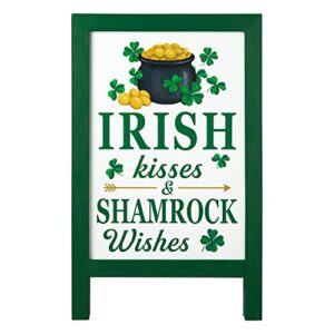 Glitzhome 24"H St. Patrick's Wooden Porch Sign, Welcome Sign for St. Patrick's Day Standing Hanging Home Front Door Yard Party Decor