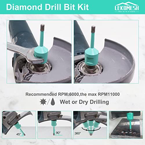 LEKOMESH Diamond Core Drill Bits - 4 Inch with 5/8"-11 Thread Tile Hole Saw Cutter Dry Drilling for Porcelain Ceramic Tile Granite Marble Stone Vacuum Brazed Diamond Drill Bit 100mm