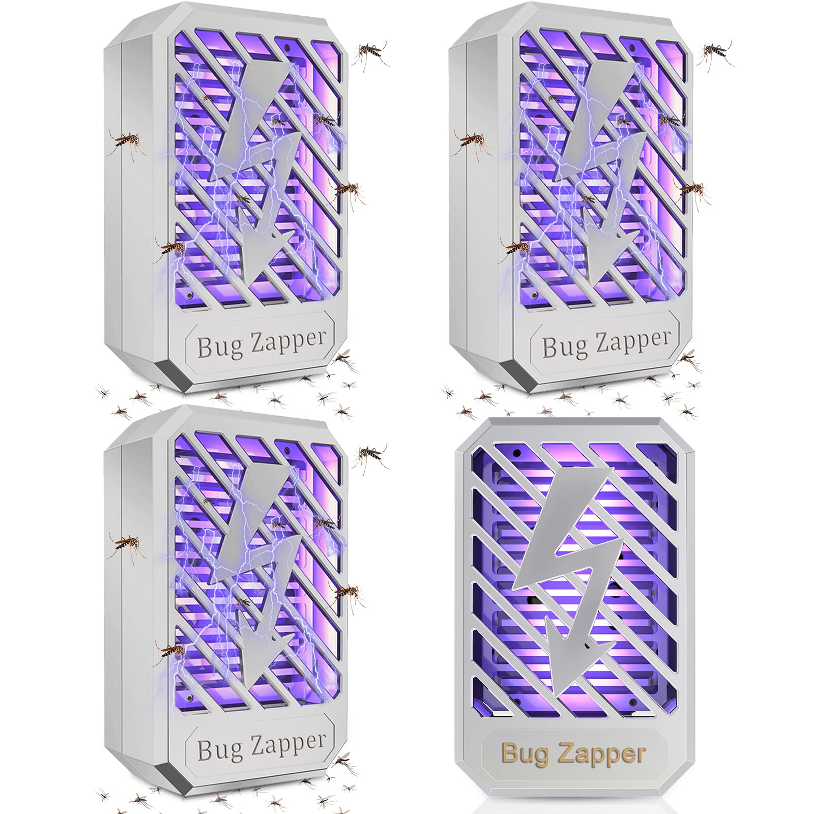 4 Pcs Electric Bug Zappers Plug in Portable Indoor Home Mosquito Zapper Insect and Fly Killers for Removing Mosquitos Insects Files Gnats Bugs Moths (White)