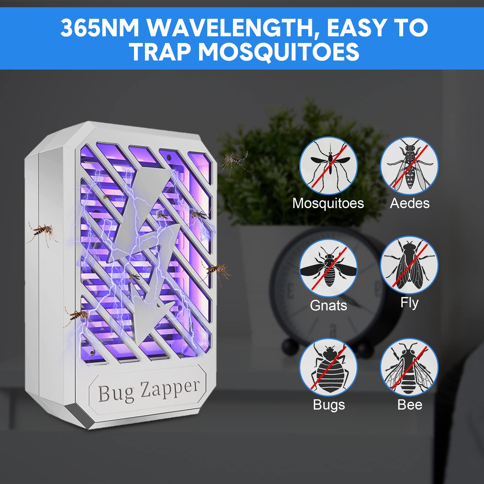 4 Pcs Electric Bug Zappers Plug in Portable Indoor Home Mosquito Zapper Insect and Fly Killers for Removing Mosquitos Insects Files Gnats Bugs Moths (White)