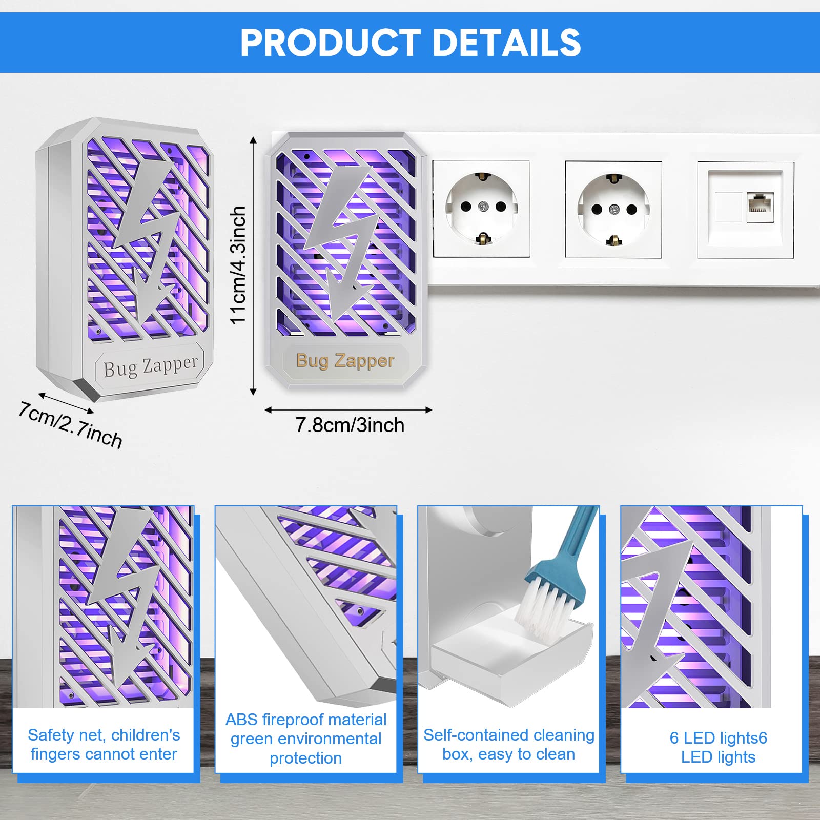 4 Pcs Electric Bug Zappers Plug in Portable Indoor Home Mosquito Zapper Insect and Fly Killers for Removing Mosquitos Insects Files Gnats Bugs Moths (White)