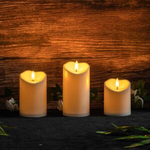 Amagic Flickering Flameless Candles, Waterproof Outdoor Indoor Battery Operated LED Candles with Remote Timers, Won't Melt, Ivory Plastic, D3 x H4 5" 6", Set of 3