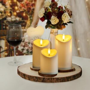 Amagic Flickering Flameless Candles, Waterproof Outdoor Indoor Battery Operated LED Candles with Remote Timers, Won't Melt, Ivory Plastic, D3 x H4 5" 6", Set of 3