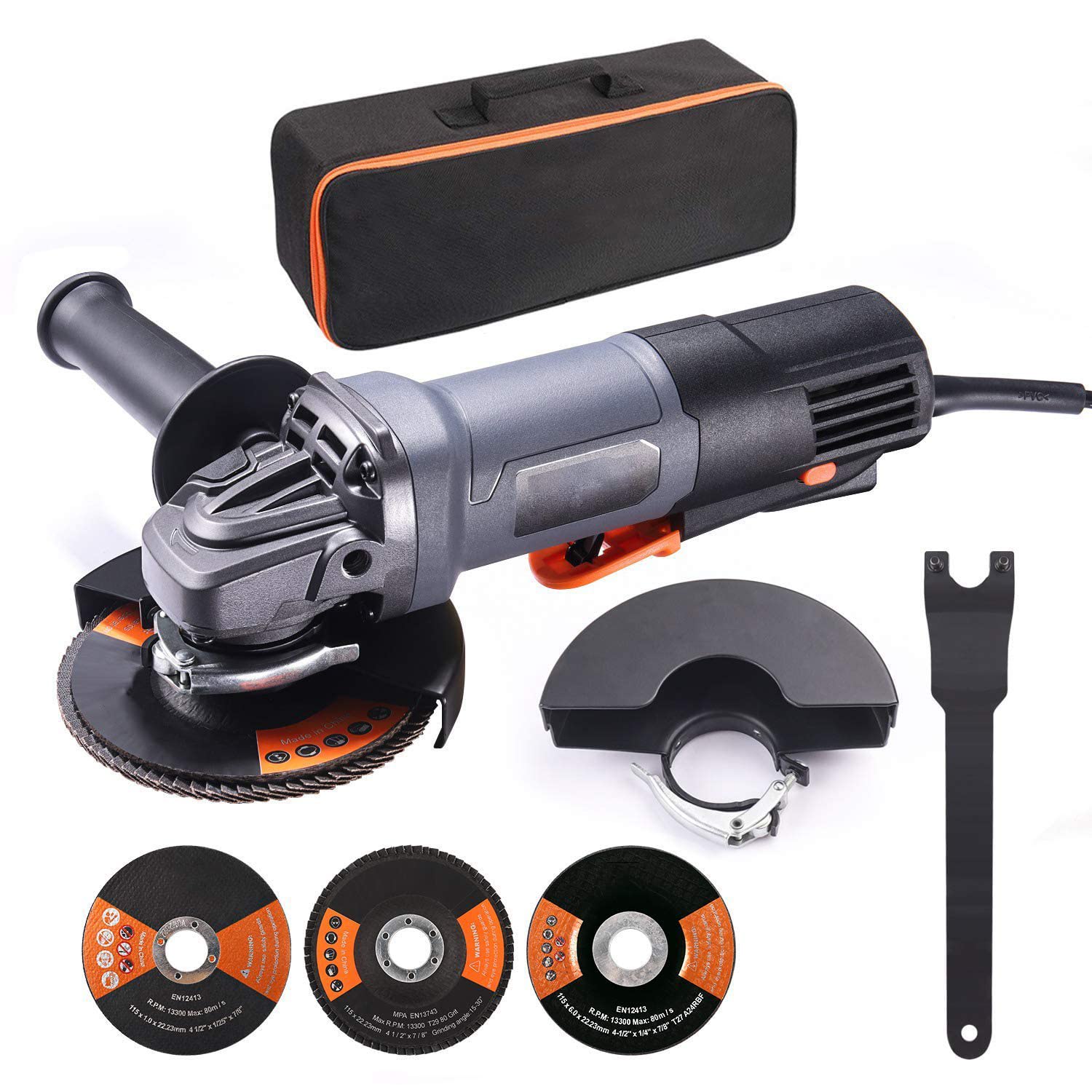 Angle Grinder Tool, 4-1/2-inch Angle Grinder 12000RPM, with Anti-Vibration Handle - P9AG115