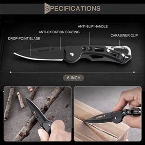 QZL EDC Pocket Knife for Men, Small Folding Keychain Knife with clip, Stainless Steel Knife Box Cutter for Women, Pocket Knives for Outdoor Camping Hiking, Mens Gift