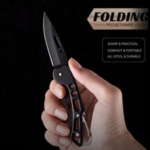 QZL EDC Pocket Knife for Men, Small Folding Keychain Knife with clip, Stainless Steel Knife Box Cutter for Women, Pocket Knives for Outdoor Camping Hiking, Mens Gift