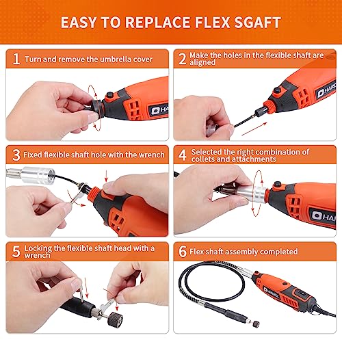 HARDELL Rotary Tool Kit, 160W Power Rotary Tool with Flex Shaft - 7 Variable Speed From 8000 to 35000RPM, 85pcs Accessories, Rotary Tools for Carving, Cutting, Engraving, Sanding, Grinding