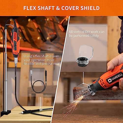 HARDELL Rotary Tool Kit, 160W Power Rotary Tool with Flex Shaft - 7 Variable Speed From 8000 to 35000RPM, 85pcs Accessories, Rotary Tools for Carving, Cutting, Engraving, Sanding, Grinding