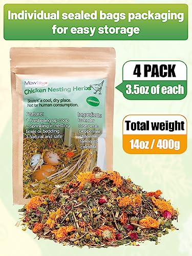 Chicken Nesting Herbs - 14 Oz Natural Nesting Box Herbs in 6 Dried Flower & Herbs for Keeping Coop Fresh and Create Comfortable Environment for Chickens