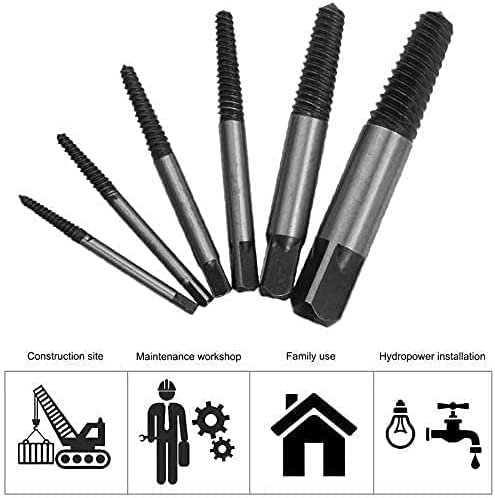 6Pcs Damaged Screw Extractor Set Chrome Vanadium Steel Damaged Bolt Screw Extractor Remover Broken Bolt Stripped Screw Extractor Kit