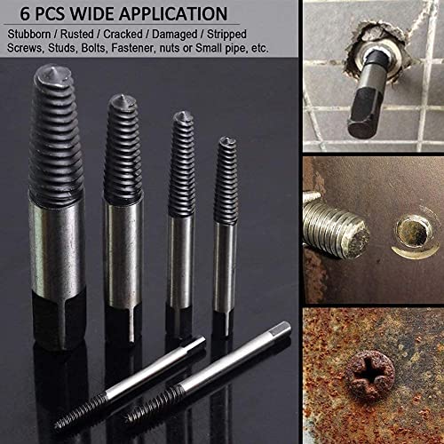 6Pcs Damaged Screw Extractor Set Chrome Vanadium Steel Damaged Bolt Screw Extractor Remover Broken Bolt Stripped Screw Extractor Kit