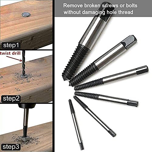 6Pcs Damaged Screw Extractor Set Chrome Vanadium Steel Damaged Bolt Screw Extractor Remover Broken Bolt Stripped Screw Extractor Kit