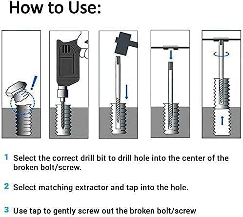 6Pcs Damaged Screw Extractor Set Chrome Vanadium Steel Damaged Bolt Screw Extractor Remover Broken Bolt Stripped Screw Extractor Kit