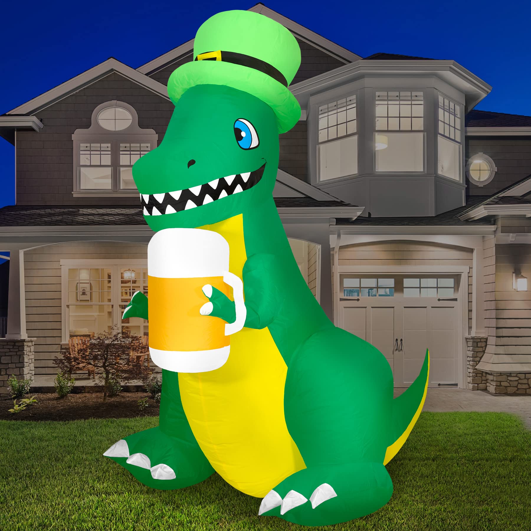 Holidayana 5ft St Patricks Day Inflatable Leprechaun in Pot of Gold. St Patricks Day Inflatables Outdoor Decorations. Saint Patricks Day Inflatable Leprechaun Complete Kit for Saint Patricks Day Party