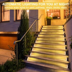 2 Pack Solar Stair Lights, Outdoor Step Lights Solar Powered, Warm White Solar Step Lights Outdoor Waterproof IP67, Auto On/off Solar Lights For Steps Stairs Porch Yard Patio Pathway Decoration