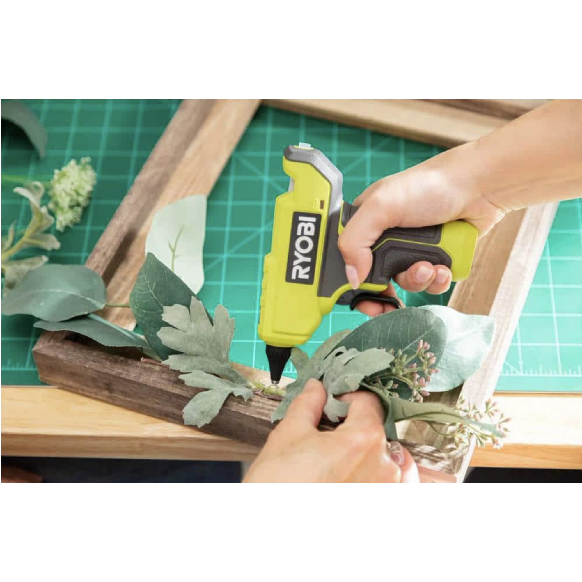 Compact Glue Gun Bundle with Ryobi Glue Gun, 18-Volt Lithium-ion 1.5 Ah Battery, 18-Volt Charger, 24-Piece Mini Glue Stick Pack and Buho Pocket Flashlight