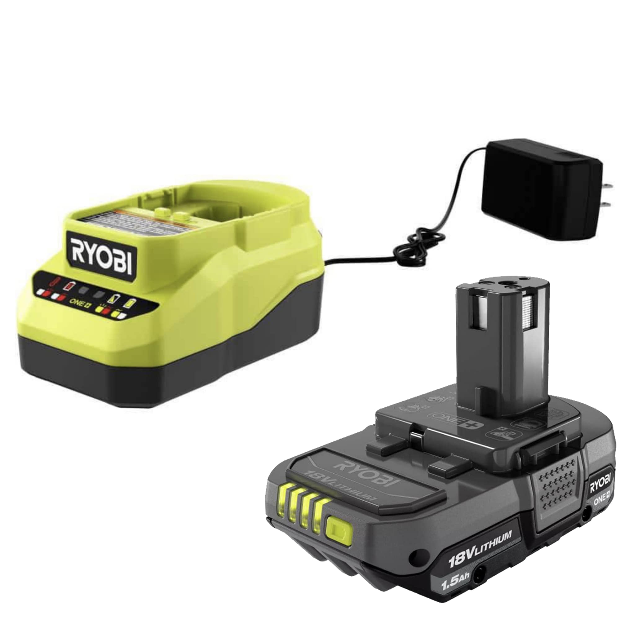 Compact Glue Gun Bundle with Ryobi Glue Gun, 18-Volt Lithium-ion 1.5 Ah Battery, 18-Volt Charger, 24-Piece Mini Glue Stick Pack and Buho Pocket Flashlight