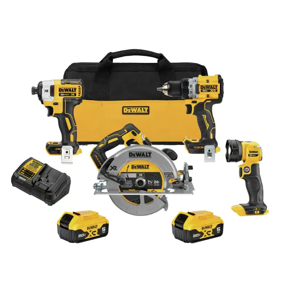 DEWALT 20V MAX* XR Cordless 4-Tool Combo Kit With 5.0Ah Batteries (DCK447P2)