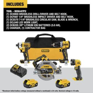 DEWALT 20V MAX* XR Cordless 4-Tool Combo Kit With 5.0Ah Batteries (DCK447P2)