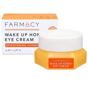 farmacy wake up honey eye cream for dark circles and puffiness - under eye cream for wrinkles and bags under eyes - formulated with caffeine & vitamin c